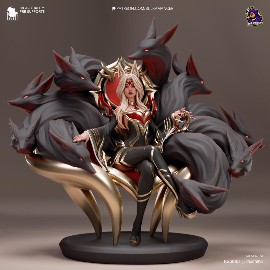 Ahri Lol - Immortalized Legend, Unpainted, Maximum Detailed 12K 3D ...