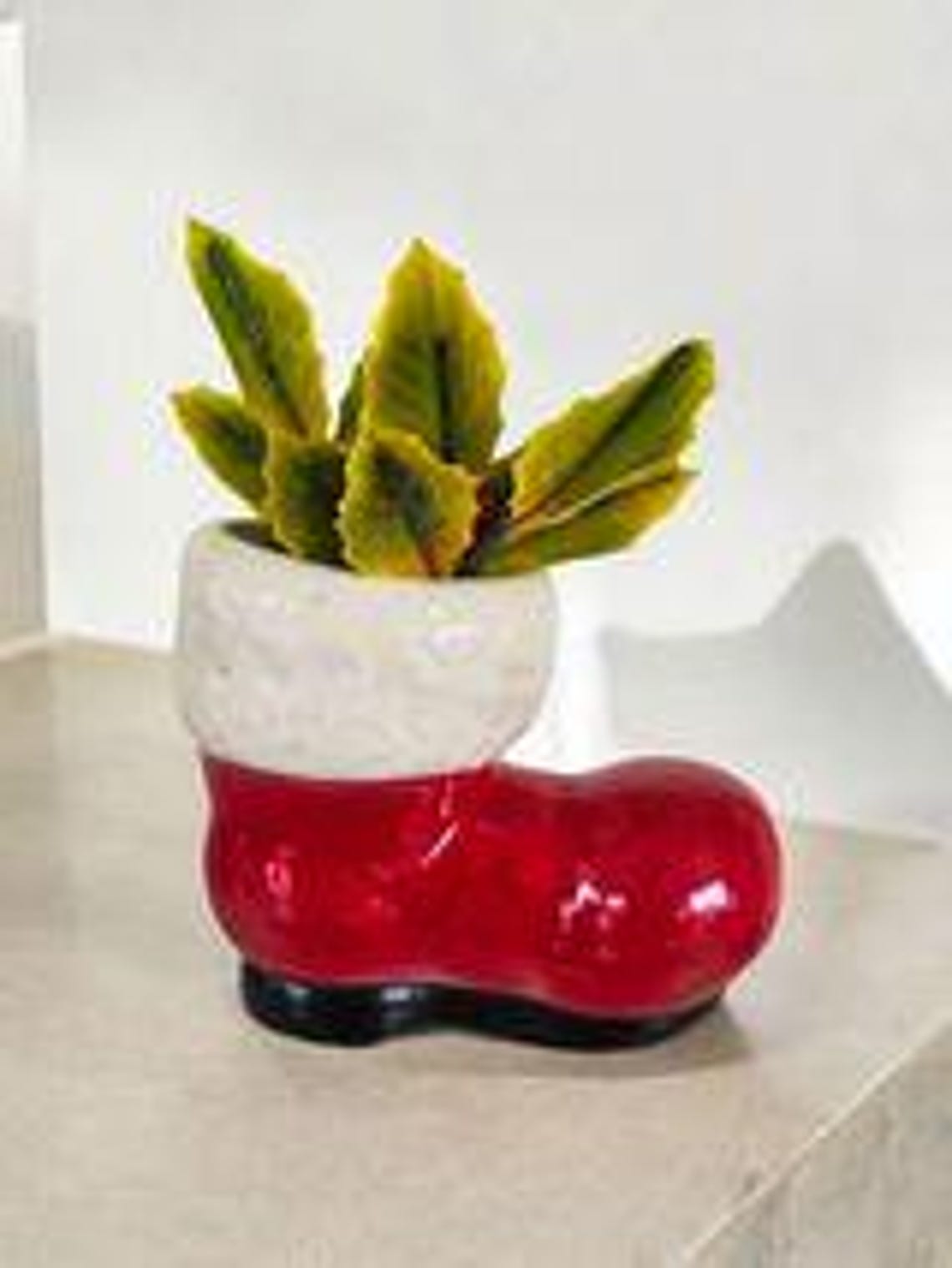 Vintage Small Ceramic Santa Boot With 4 Plastic Holly Picks - Etsy