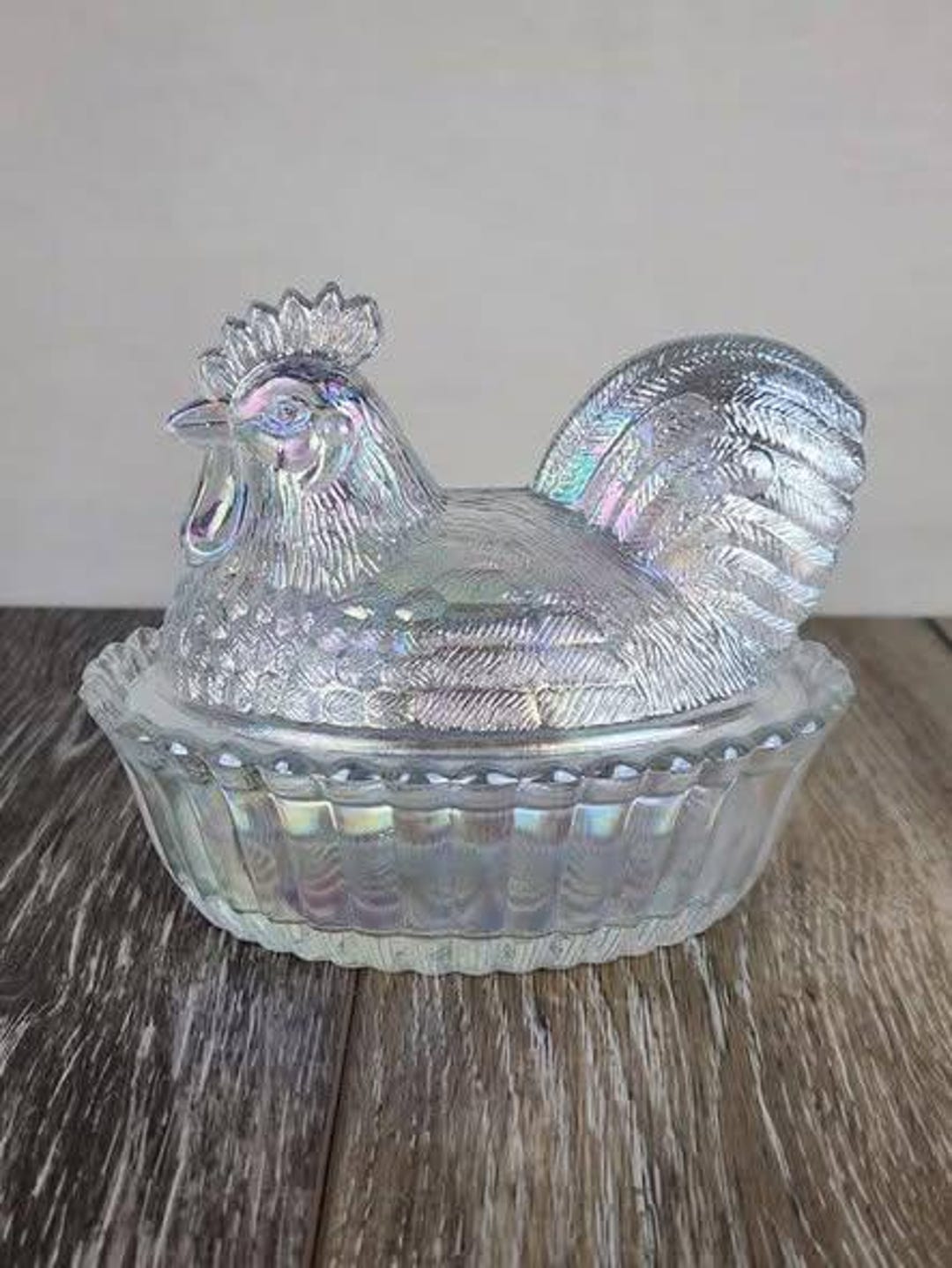 Rosso From a Westmoreland Mold, Crystal Carnival Glass Hen/rooster on ...