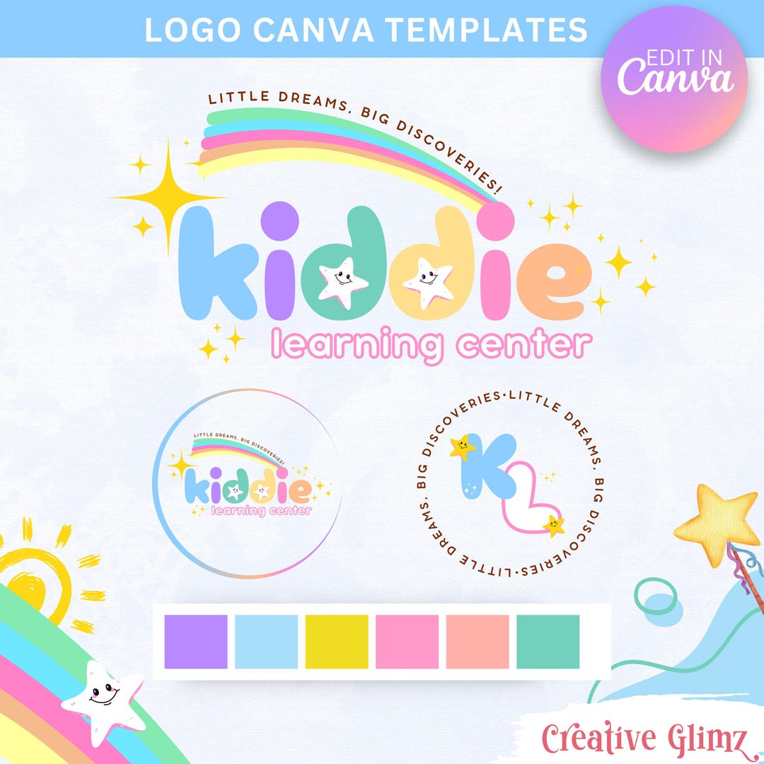 Playful Branding Logo Canva Template for Kids Business Branding Vibrant ...