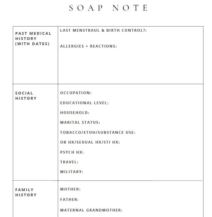 Nurse Practitioner/med Student SOAP Note, Downloadable PDF - Etsy