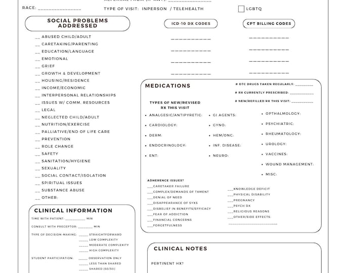 Nurse Practitioner/med Student Clinical Case Log, Printable Case Log ...
