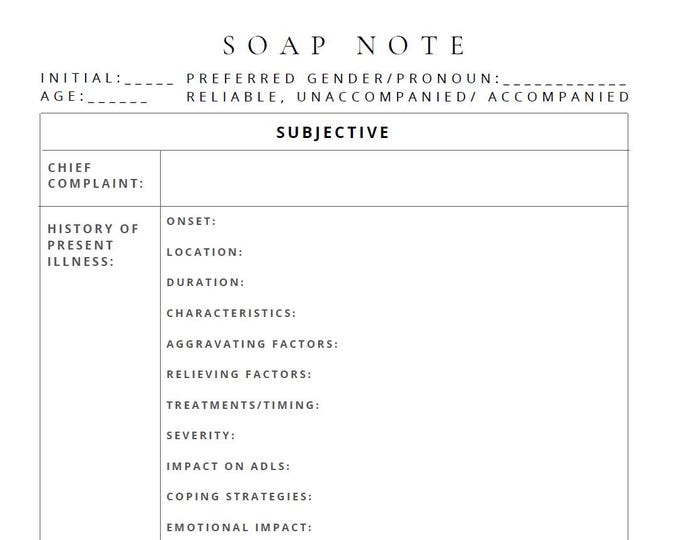SOAP Note Template & Reference - Etsy Canada