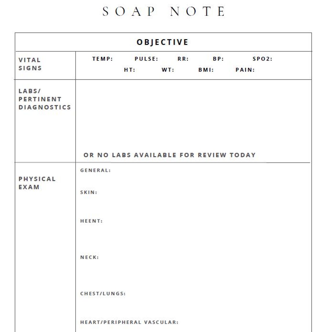 Nurse Practitioner/med Student SOAP Note, Downloadable PDF - Etsy