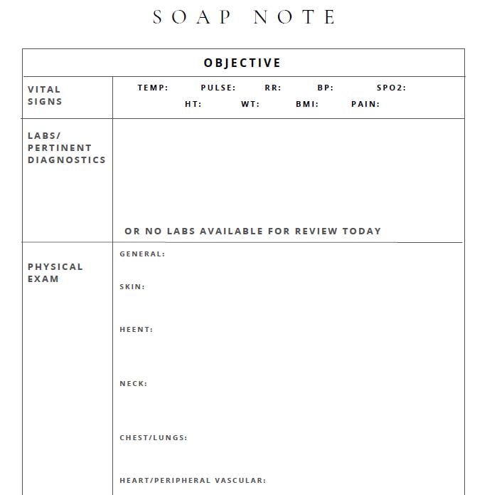 Nurse Practitioner/med Student SOAP Note, Downloadable PDF - Etsy