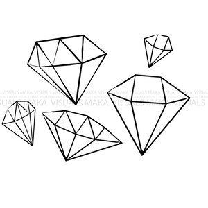 Five Various Hand Drawn Diamonds. Svg, Dxf, Pdf, Png, Jpeg Instant ...
