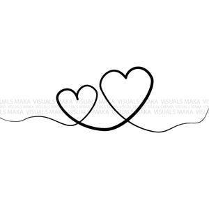 Hand Drawn Two Hearts SVG File for Cutting and Printing, Instant ...