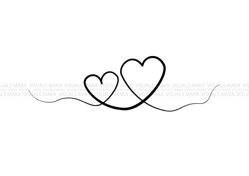 Hand Drawn Two Hearts SVG File for Cutting and Printing, Instant ...