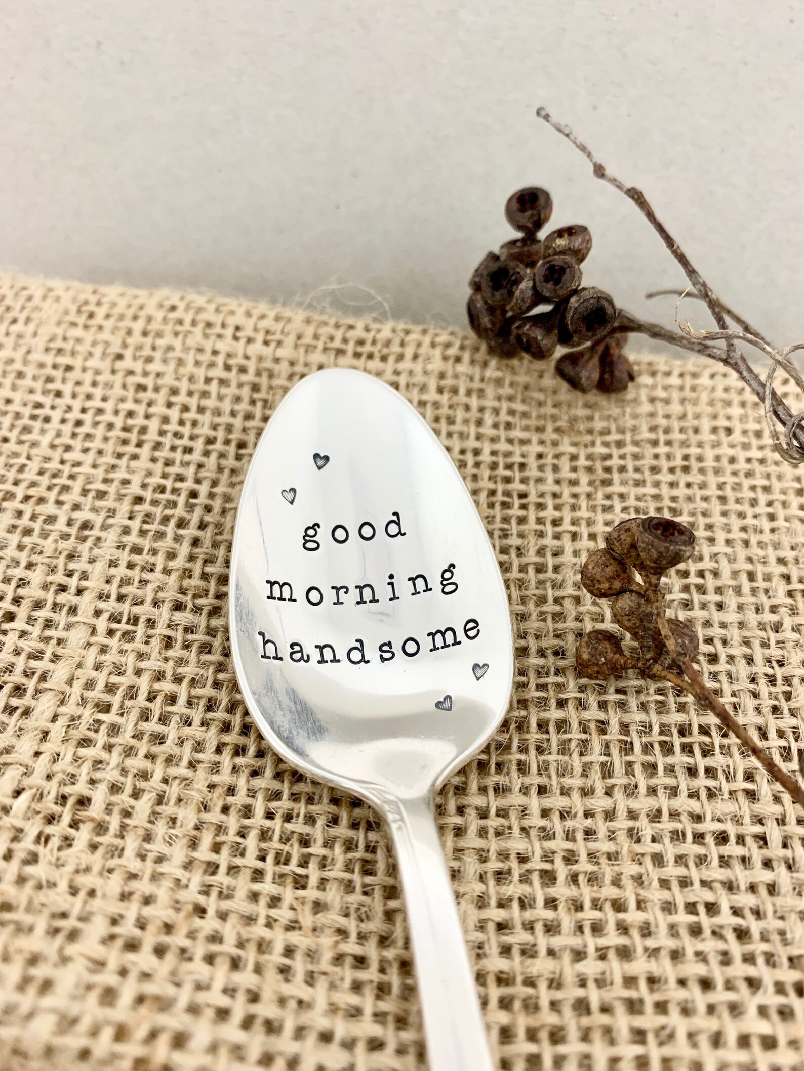 Good Morning Handsome -stamped Vintage Silver Plate Spoon. Personalised ...