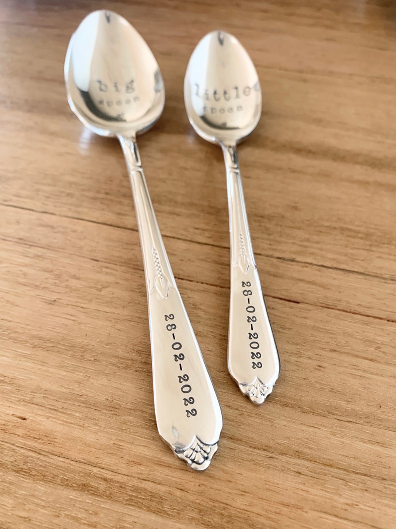 Big Spoon Little Spoon. Stamped Vintage Spoons Set Teaspoon - Etsy