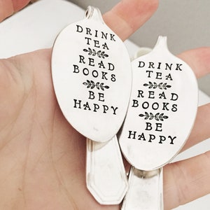 Recycled Vintage Silver Plate Spoon Bookmark. Drink Tea Read Books Be ...