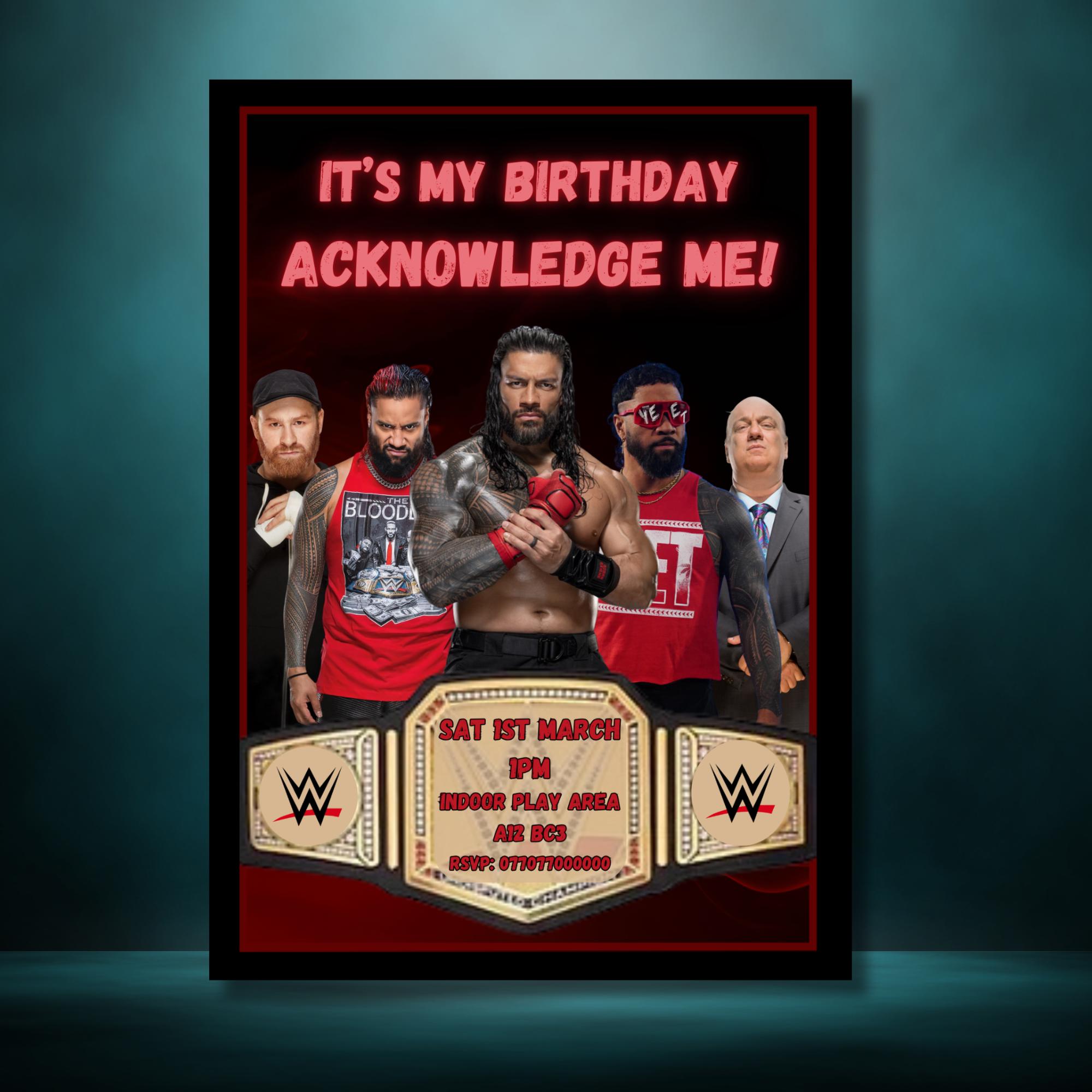 EDITABLE Wrestling Birthday Invitation - Fully Editable Digital Invite ...