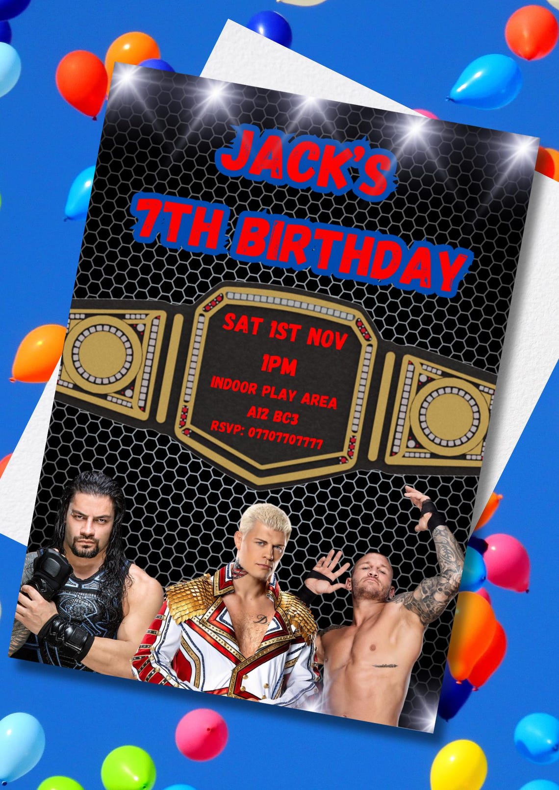 EDITABLE Wrestling Birthday Invitation - Superstar Birthday - Digital ...