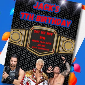 EDITABLE Wrestling Birthday Invitation - Superstar Birthday - Digital ...