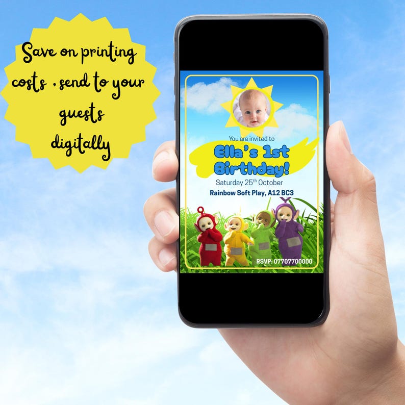 Teletubbies Invitation: Custom Photo, Editable Kids Party Invite ...