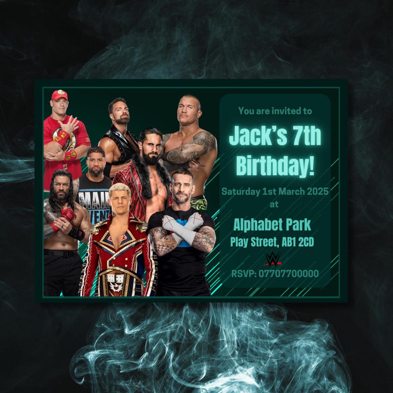 Wrestling Birthday Invitation - Superstar Birthday - Digital Fully ...