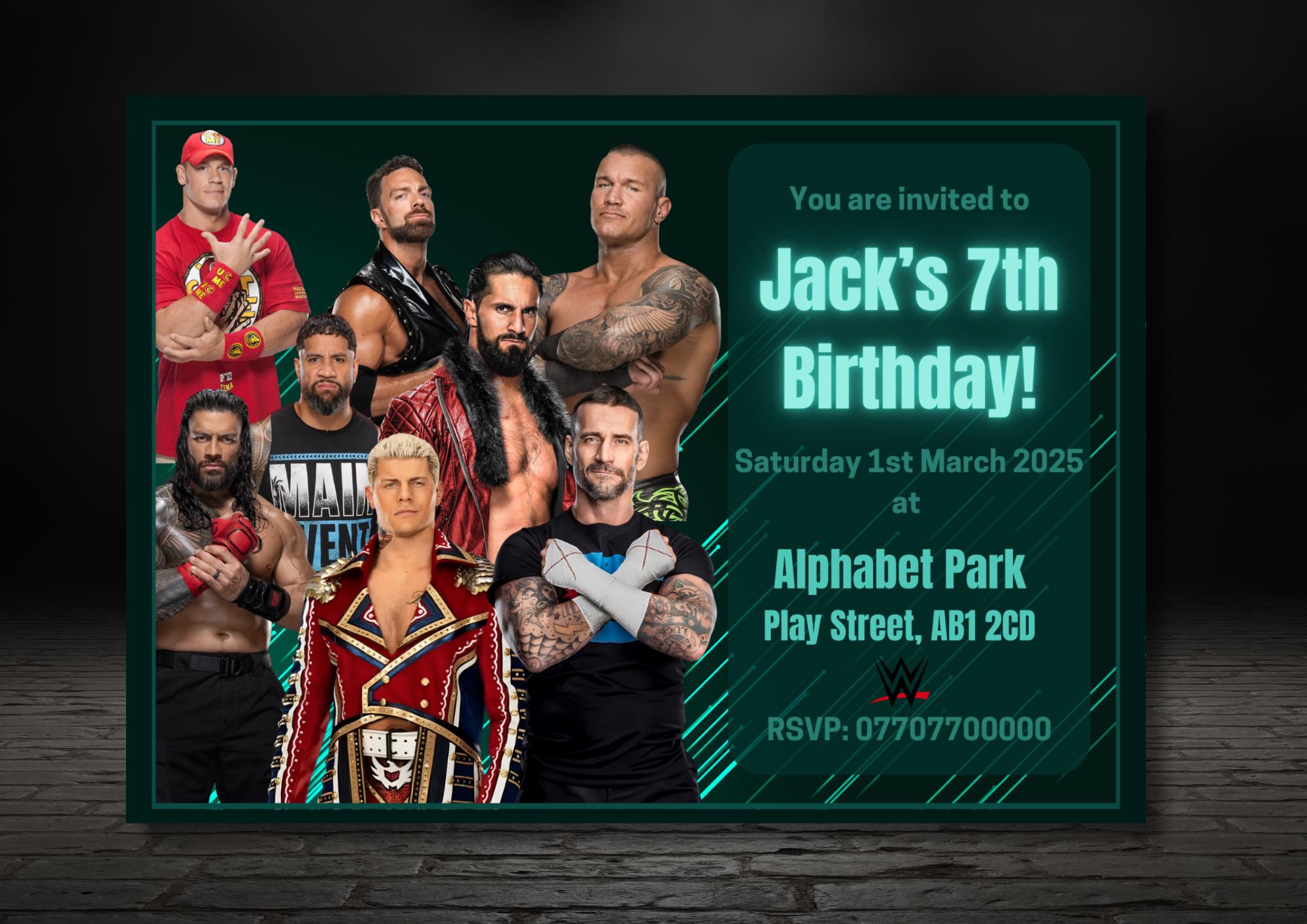 WWE Wrestling Birthday Invitation Digital Fully Editable Print at Home ...