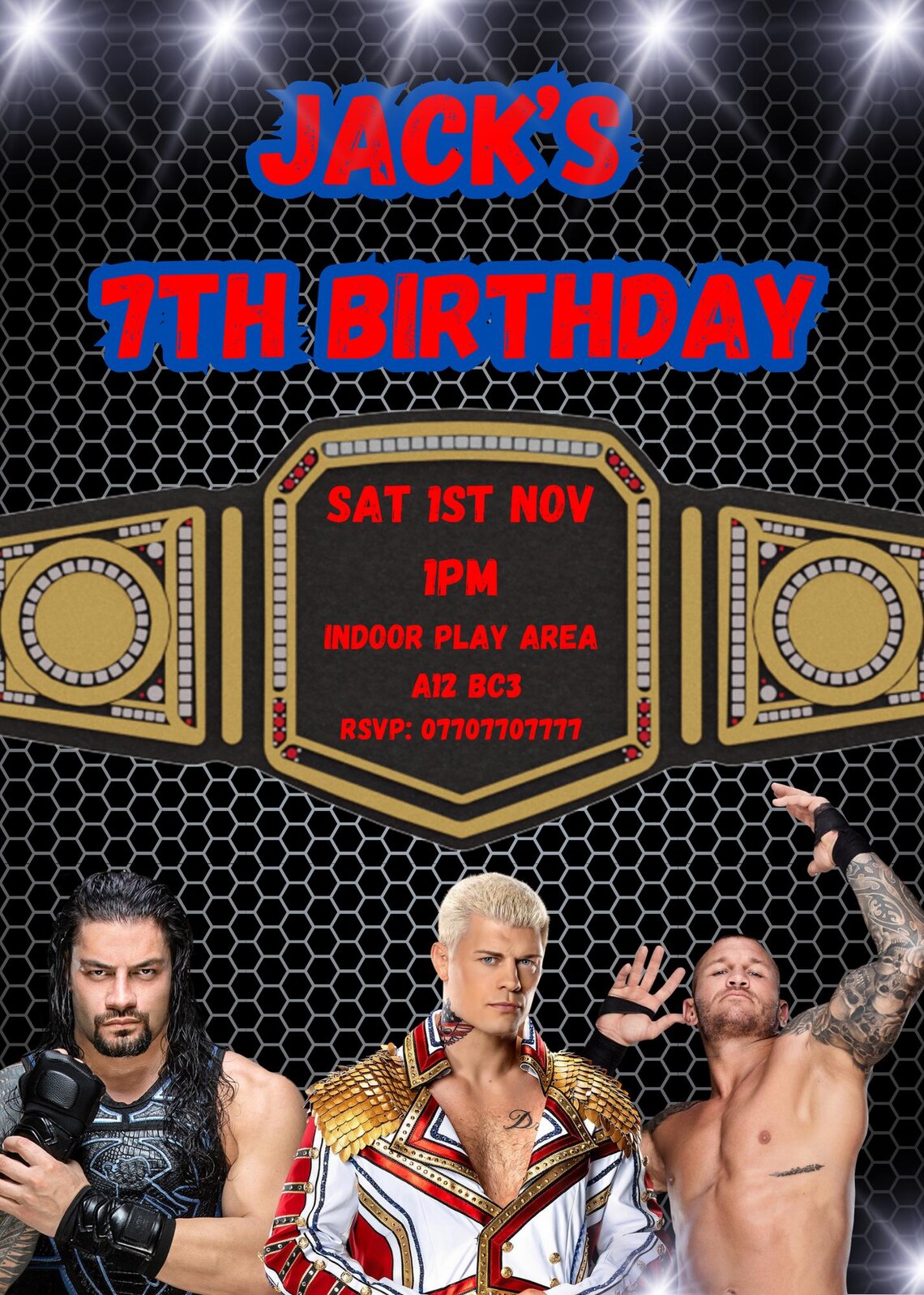 EDITABLE Wrestling Birthday Invitation - Superstar Birthday - Digital ...