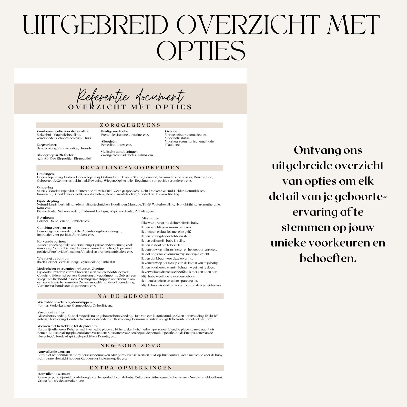 Geboorteplan Met Geboortewensen - Bevalplan Canva Sjabloon Voor ...