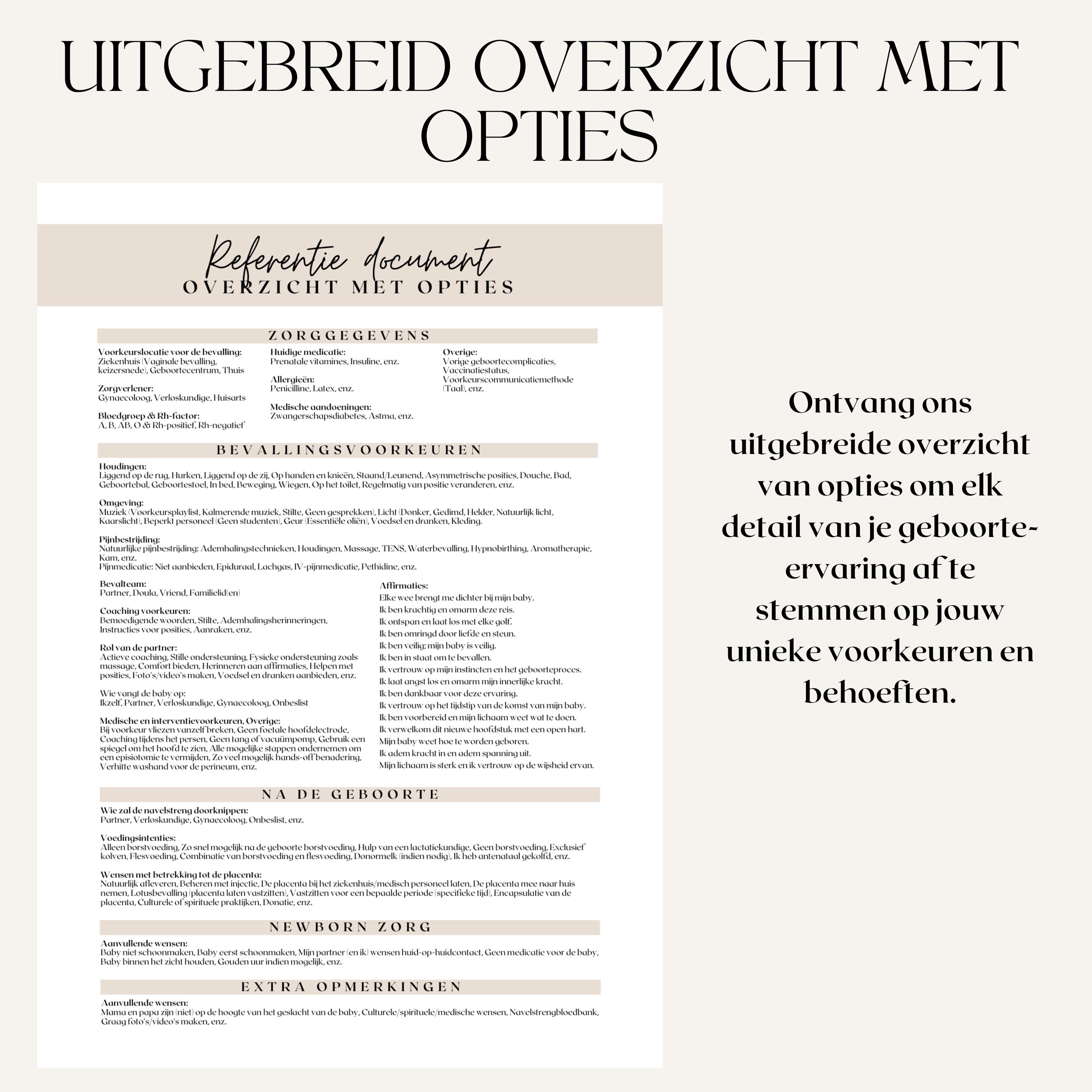 Geboorteplan Met Geboortewensen - Bevalplan Canva Sjabloon Voor ...