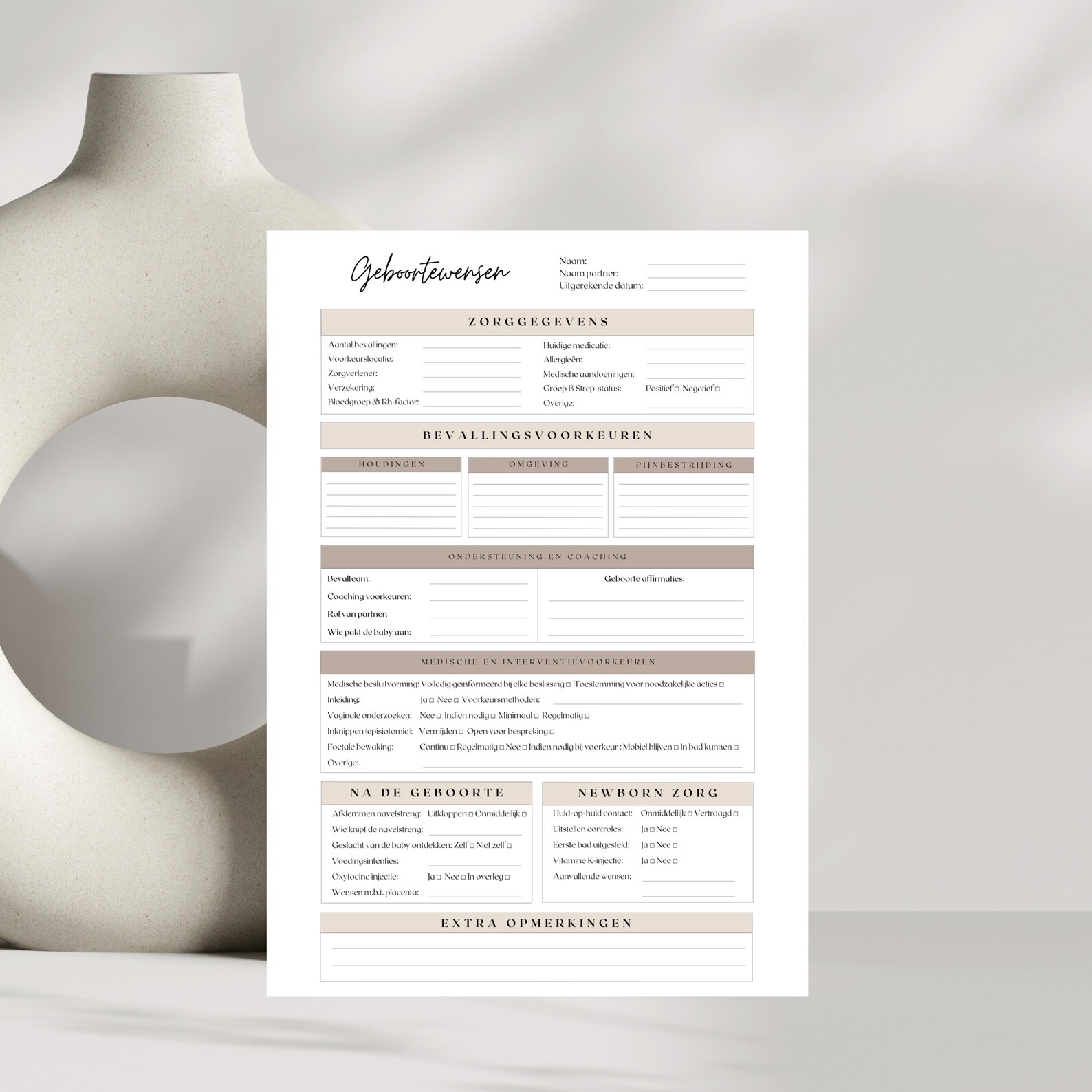 Geboorteplan Met Geboortewensen - Bevalplan Canva Sjabloon Voor ...