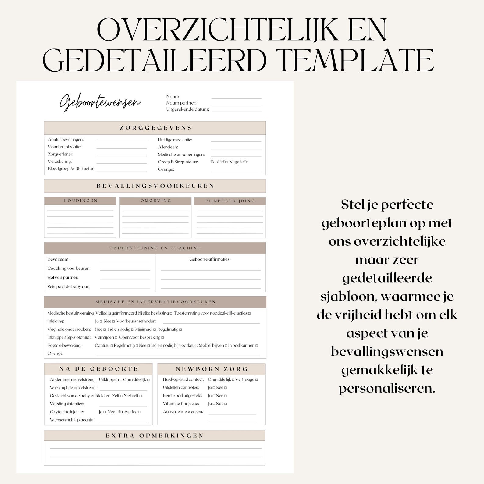 Geboorteplan Met Geboortewensen - Bevalplan Canva Sjabloon Voor ...