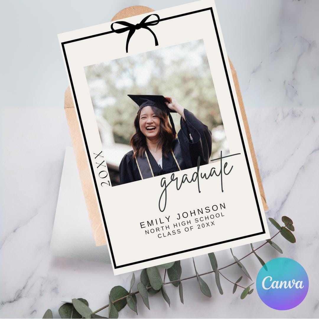 Graduation Minimalist Bow Coquette Invitation, Bows Black , Grad Party ...