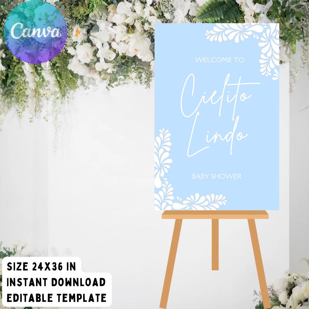 Cielito Lindo Digital Welcome Poster Canva Mexican White and Blue ...