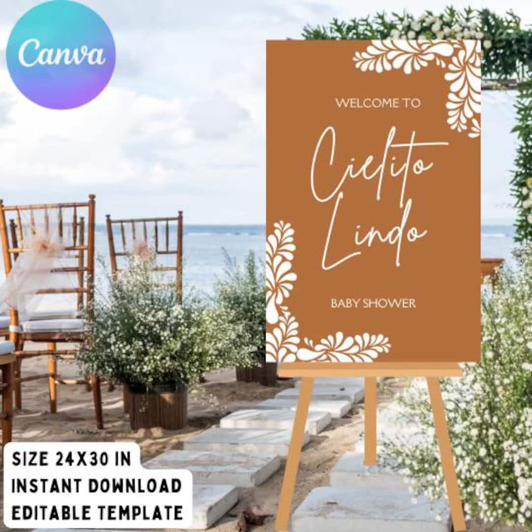 Cielito Lindo Digital Welcome Poster Canva Mexican White Talavera - Etsy