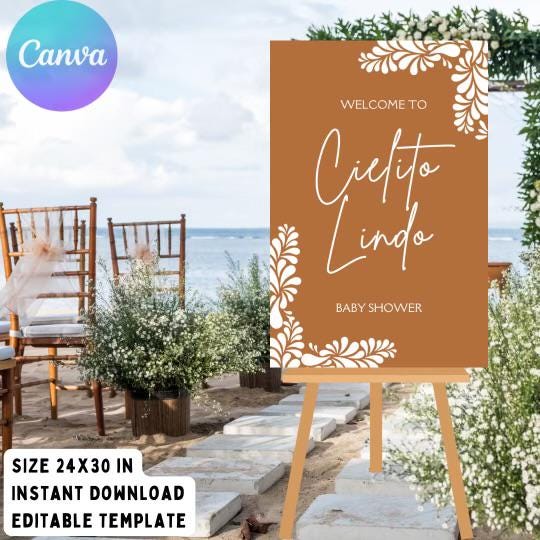 Cielito Lindo Digital Welcome Poster Canva Mexican White Talavera - Etsy