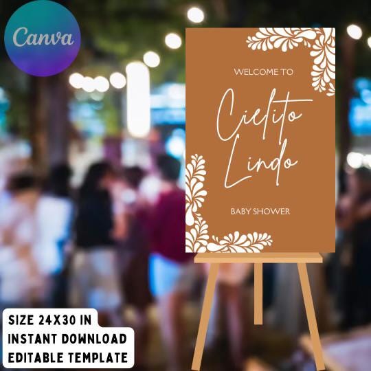 Cielito Lindo Digital Welcome Poster Canva Mexican White Talavera - Etsy