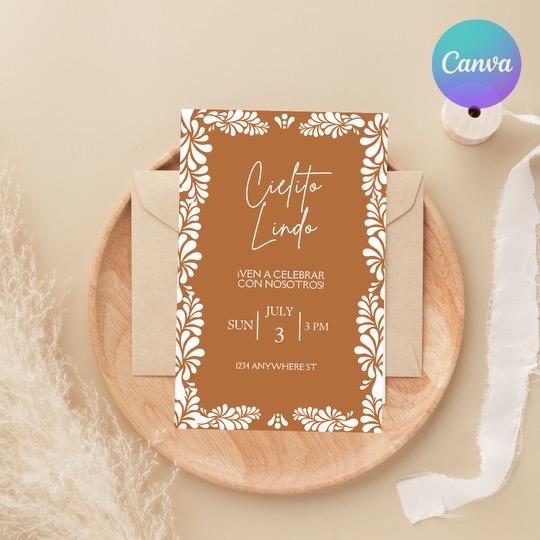 Cielito Lindo Digital Invite Canva Mexican White Talavera - Etsy