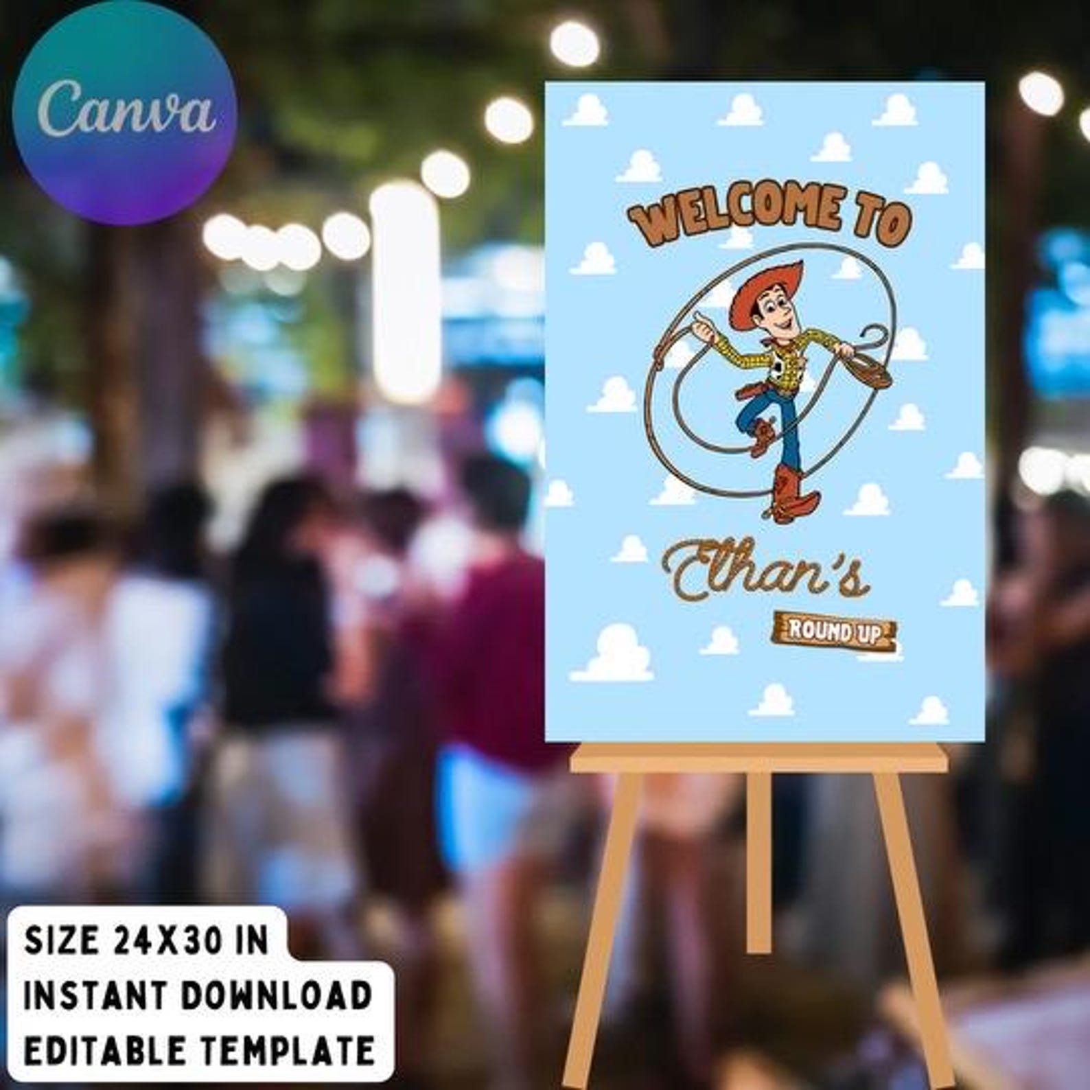 Toy Story Welcome Sign Invitation, Toy Story Birthday Party, Round Up ...