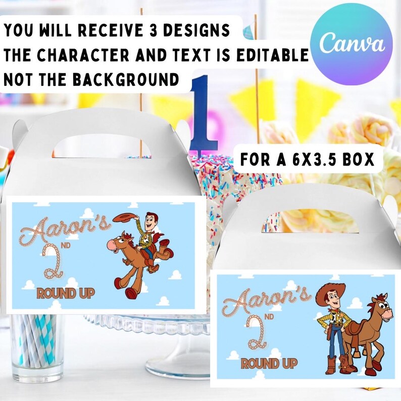 Toy Story Gable Box Labels, Woody Birthday Party Decor (digital ...