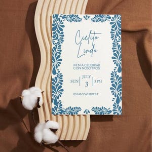Cielito Lindo Digital Invite Canva Mexican Blue Talavera - Etsy