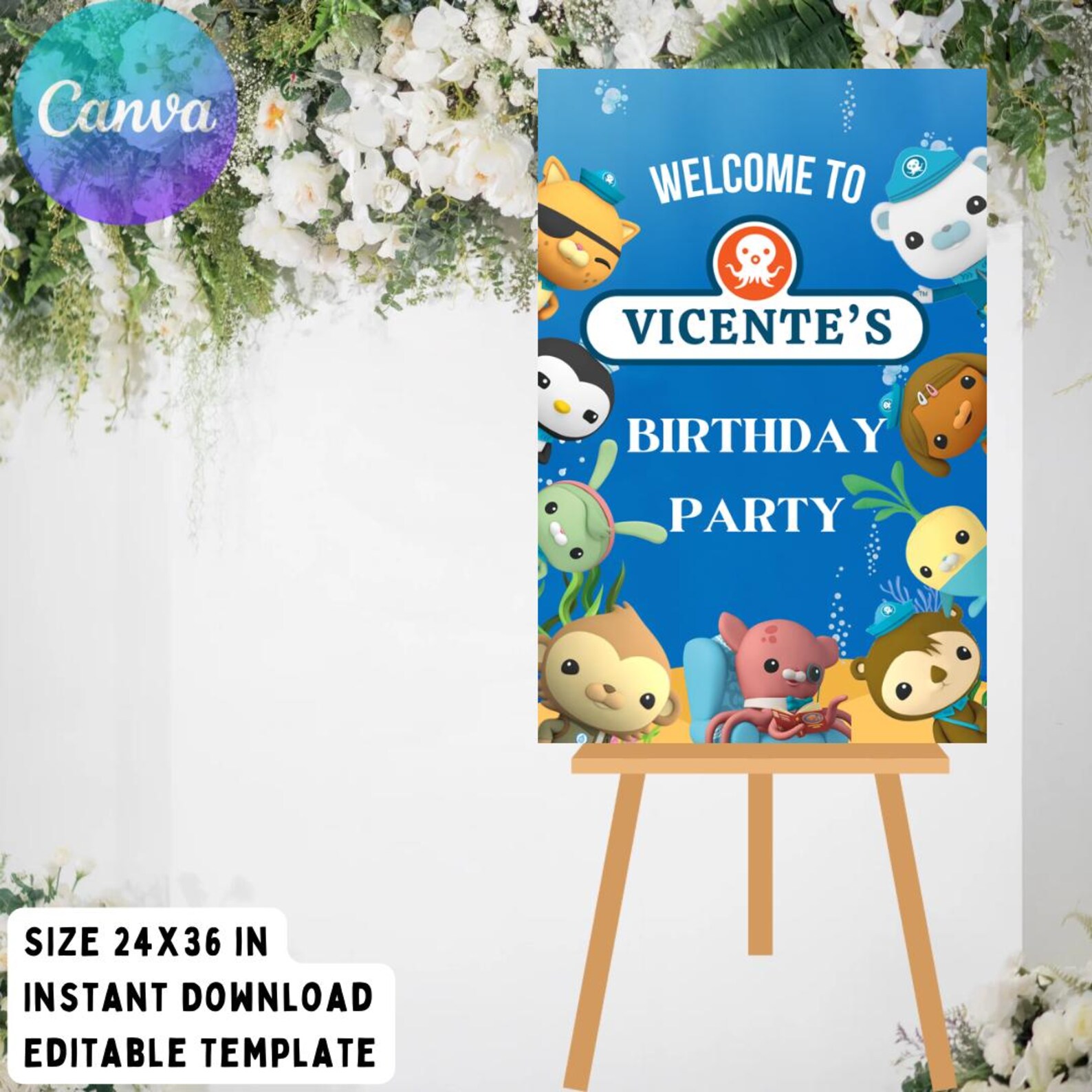 Octonauts Digital Welcome Poster Canva Blue Birthday Octonaut ...