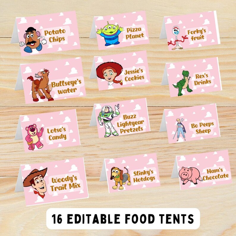 Editable and Printable Toy Story Pink Food Labels Template, Toy Story ...