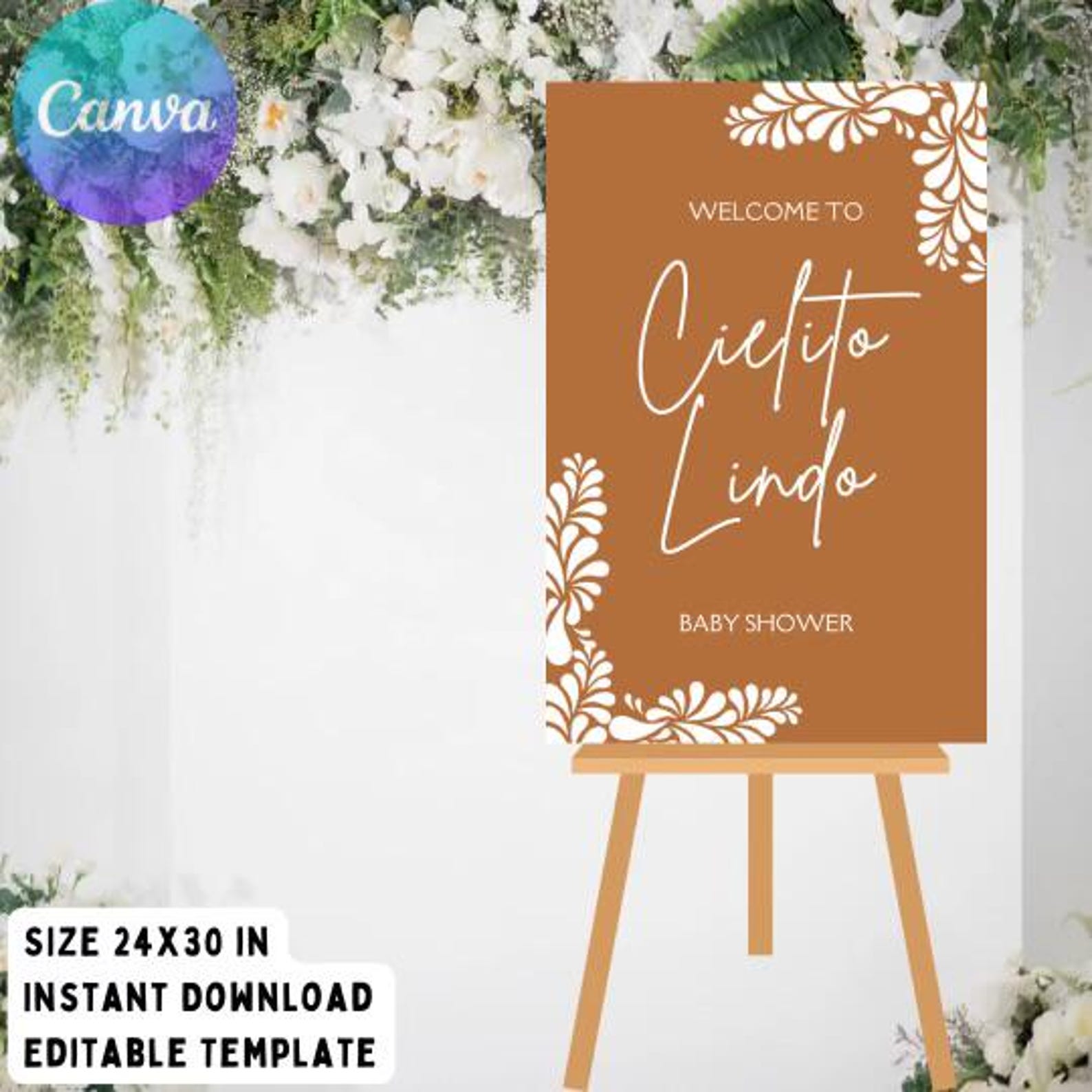 Cielito Lindo Digital Welcome Poster Canva Mexican White Talavera - Etsy