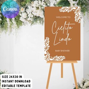Cielito Lindo Digital Welcome Poster Canva Mexican White Talavera - Etsy