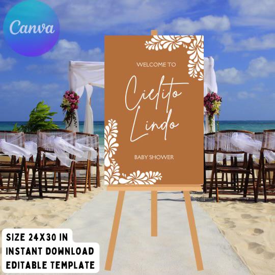 Cielito Lindo Digital Welcome Poster Canva Mexican White Talavera - Etsy