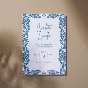 Cielito Lindo Digital Invite Canva Mexican Blue Talavera - Etsy