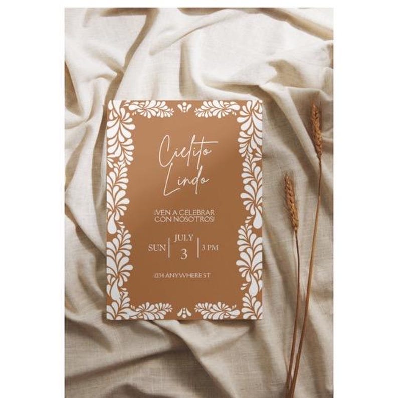 Cielito Lindo Digital Invite Canva Mexican White Talavera - Etsy