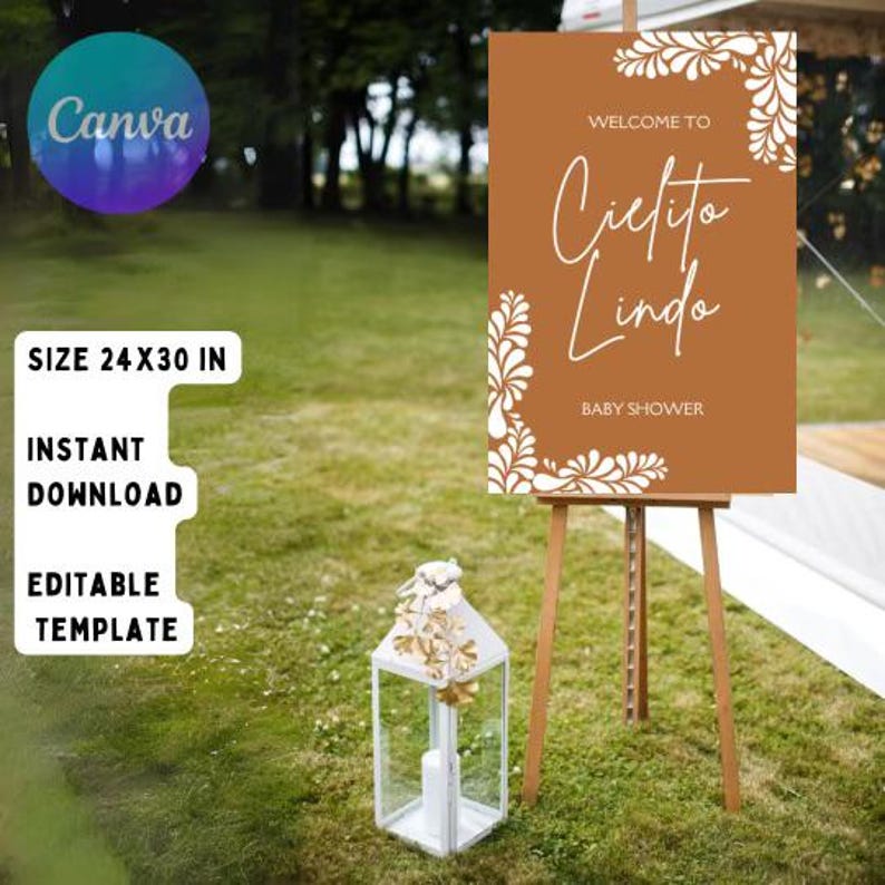 Cielito Lindo Digital Welcome Poster Canva Mexican White Talavera - Etsy