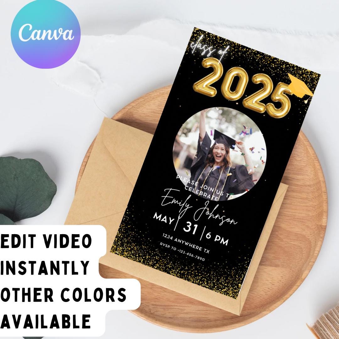Graduation Class of 2025 Party Invite in Canva, Video and Digital ...