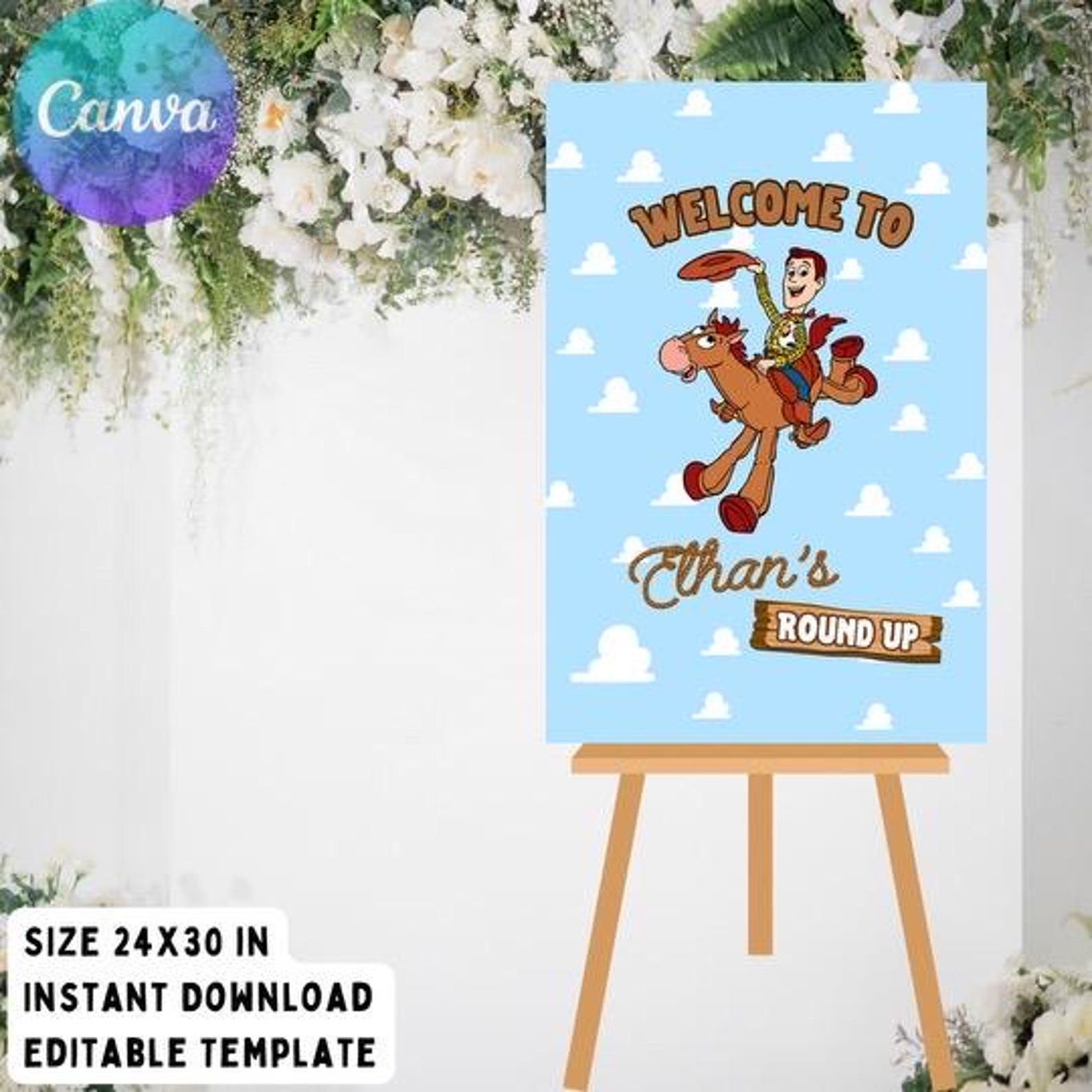 Toy Story Welcome Sign Invitation, Toy Story Birthday Party, Round Up ...