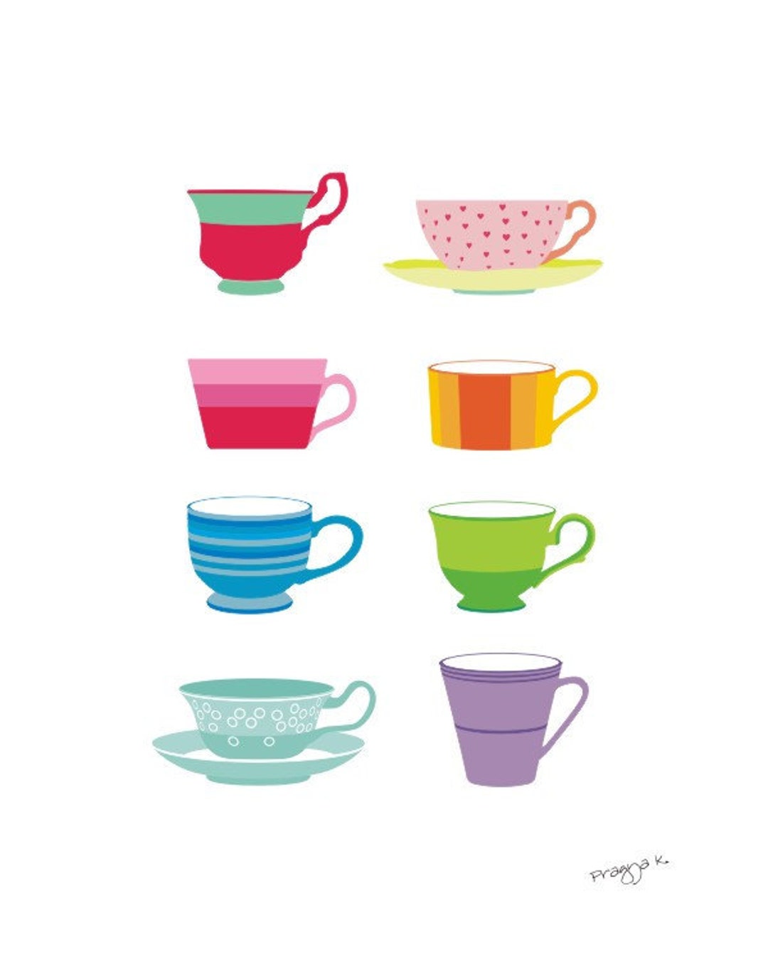 Tea Print - Tea Cups - Kitchen Art, Wall Art Print,tea Art Print, Art ...