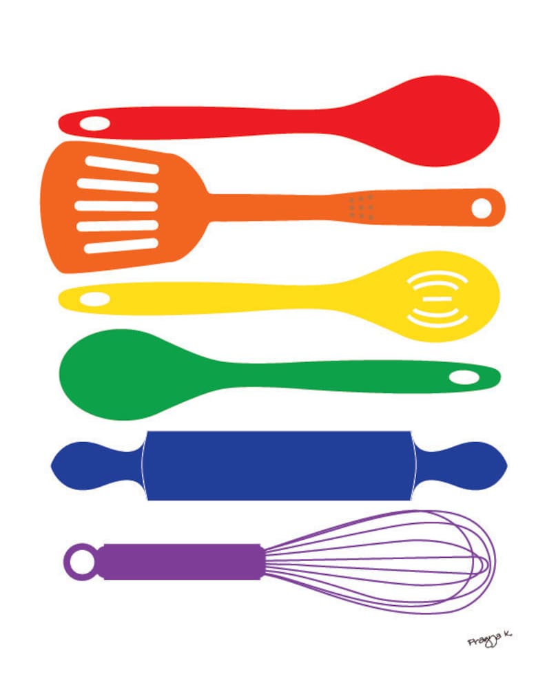 Kitchen Art Print, Art for Kitchen, Colorful Kitchen Wall Decor, Food ...