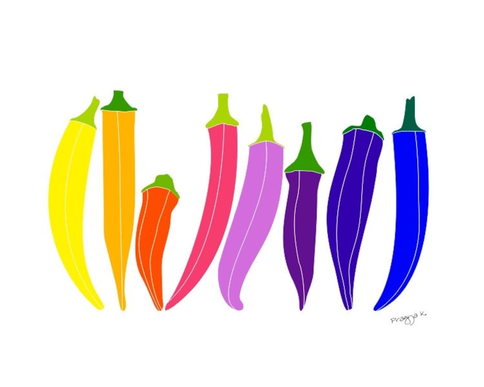 Colorful Okra Art Print: Modern Kitchen Wall Decor (8x10) - Etsy