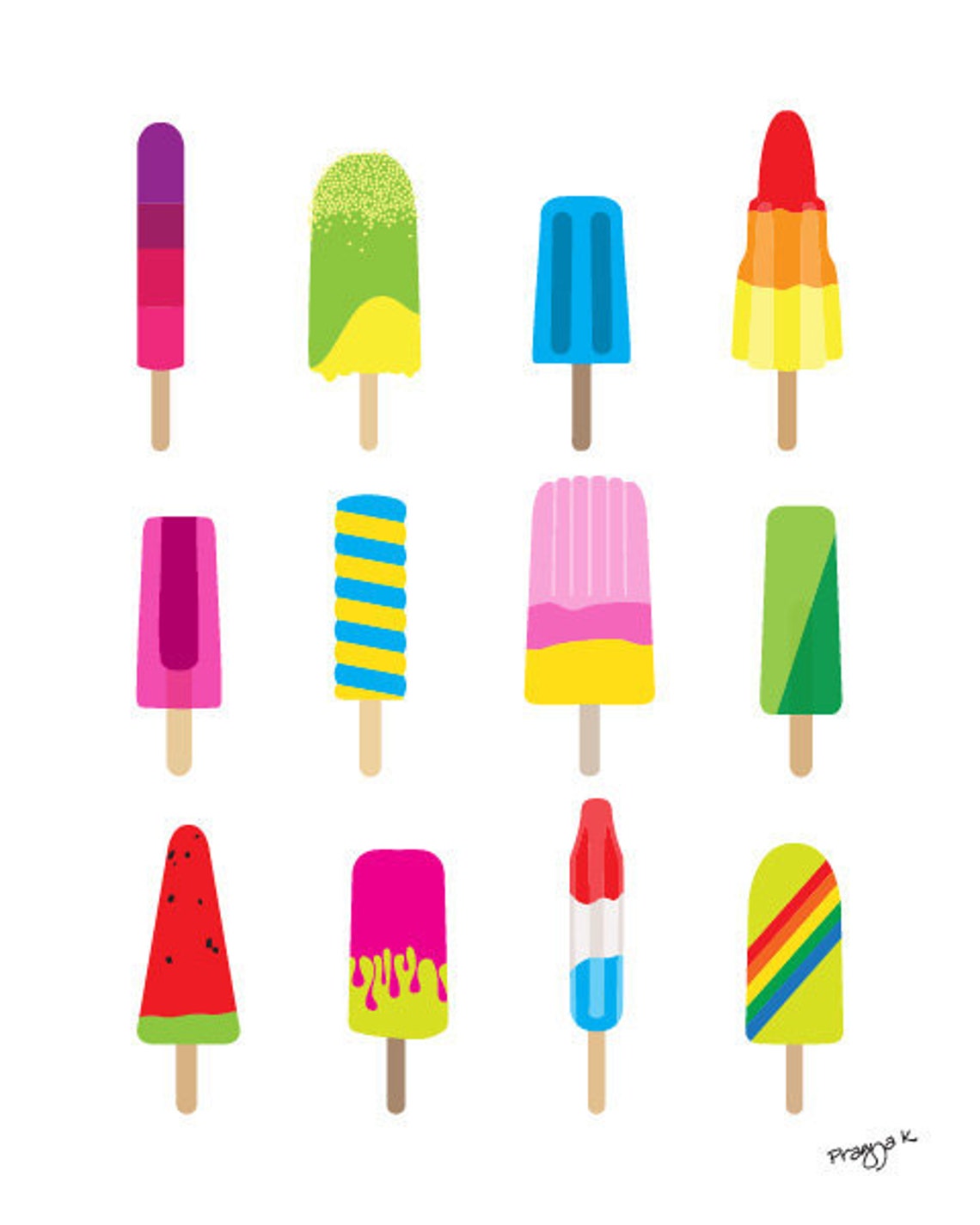 Kitchen Art, Cute Popsicles Art Print, Kids Wall Art, Cute Kitchen ...