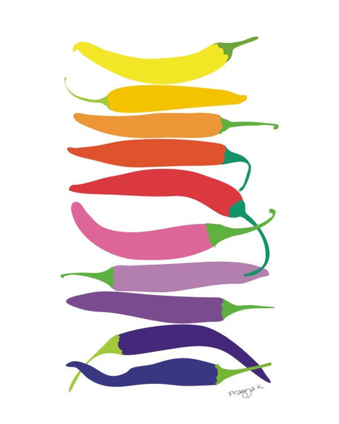 Colorful Chili Pepper Print: Modern Kitchen Wall Art - Etsy